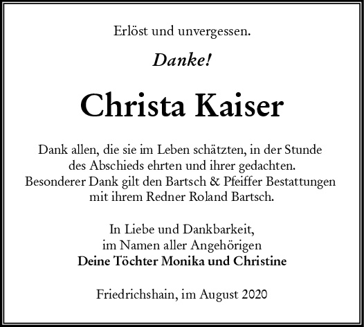 Kaiser, Christa – Bartsch & Pfeiffer